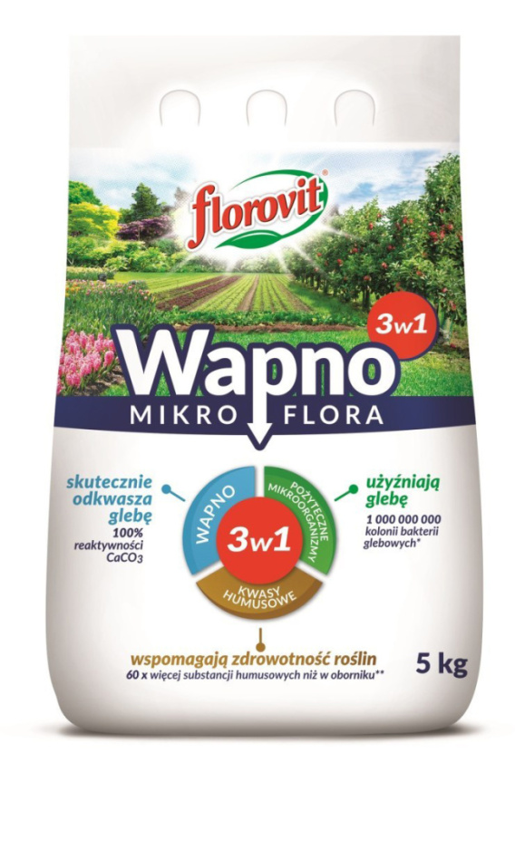 Wapno Nawozowe Wielofunkcyjny 5kg Wapno Mikroflora 3w1 Florovit | Gardenflora.pl